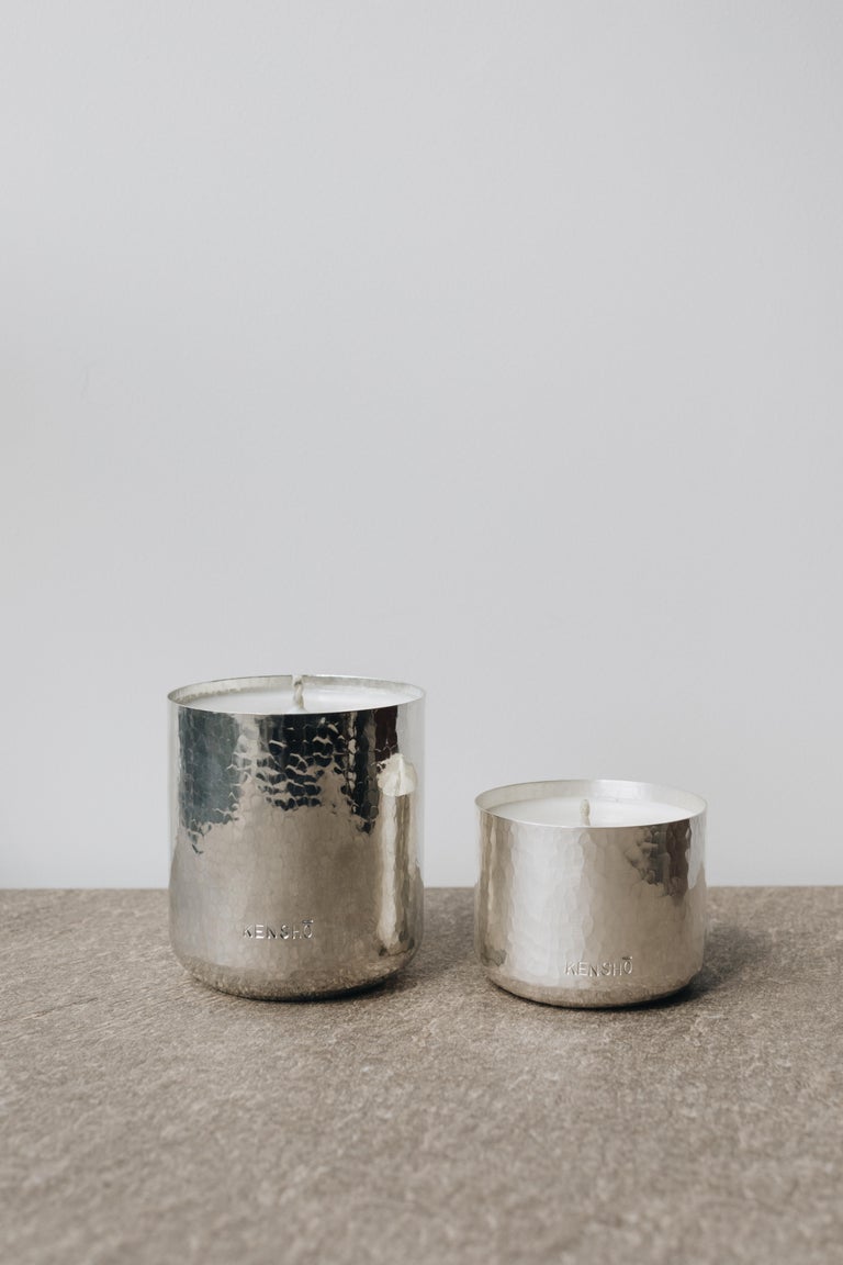Rustic Hand-Hammered Tinned Copper Mexican Large Candle For Sale at 1stDibs