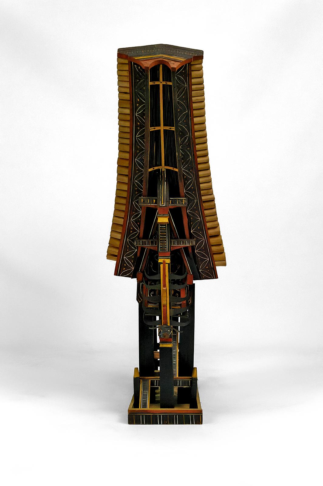 Large Tongkonan Toraja model in carved and painted wood, Sulawesi ...