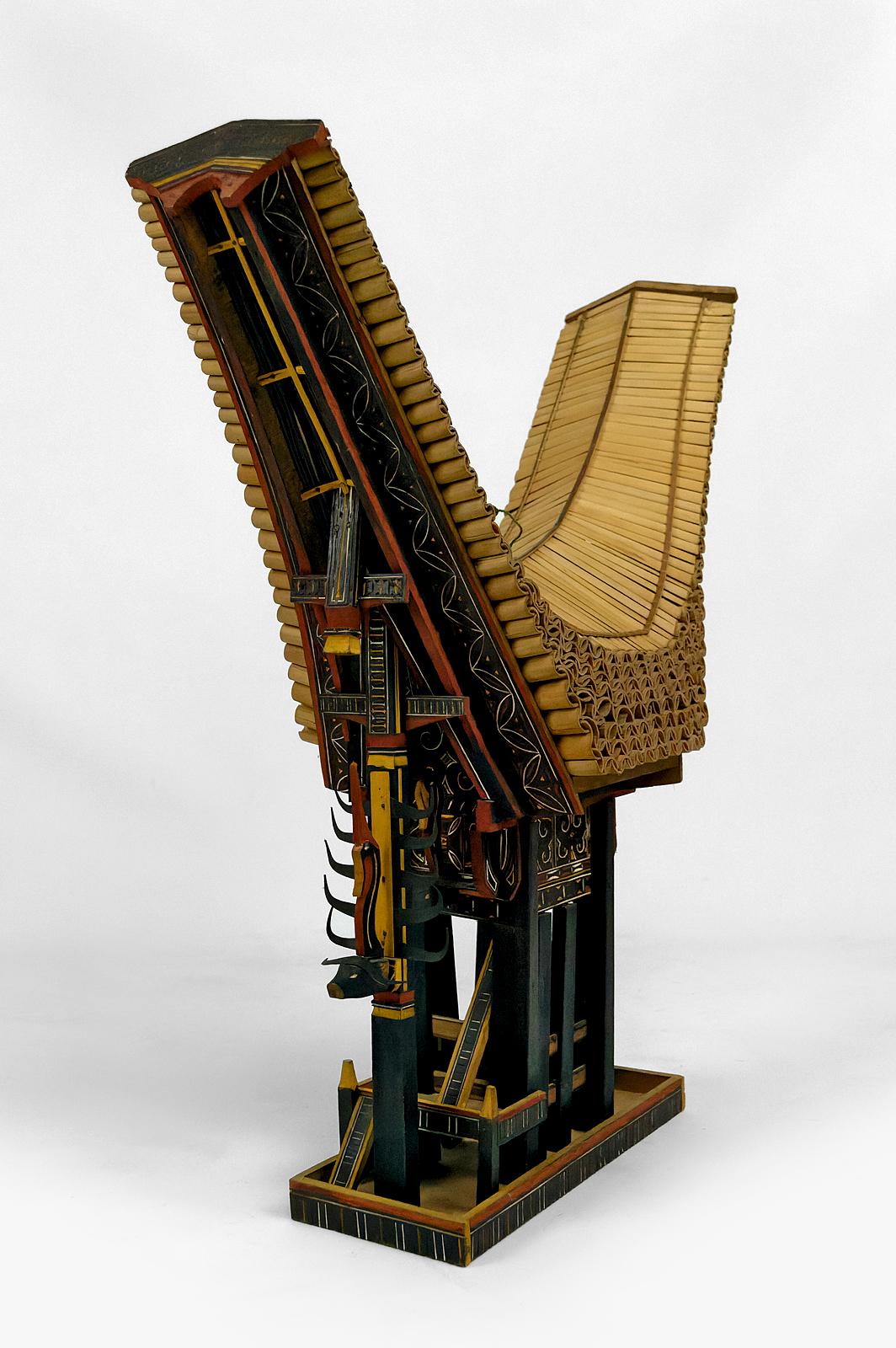 Large Tongkonan Toraja model in carved and painted wood, Sulawesi ...