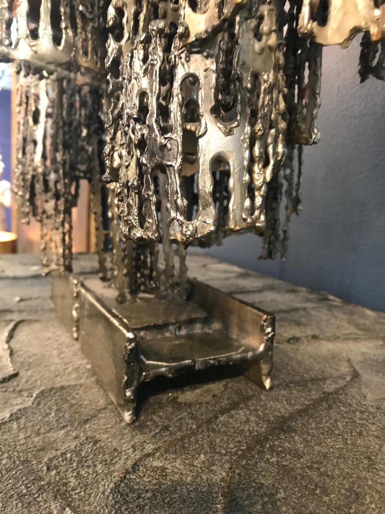 Large Torch Cut Brutalist Sculptural Metal Candelabra by Marcello ...