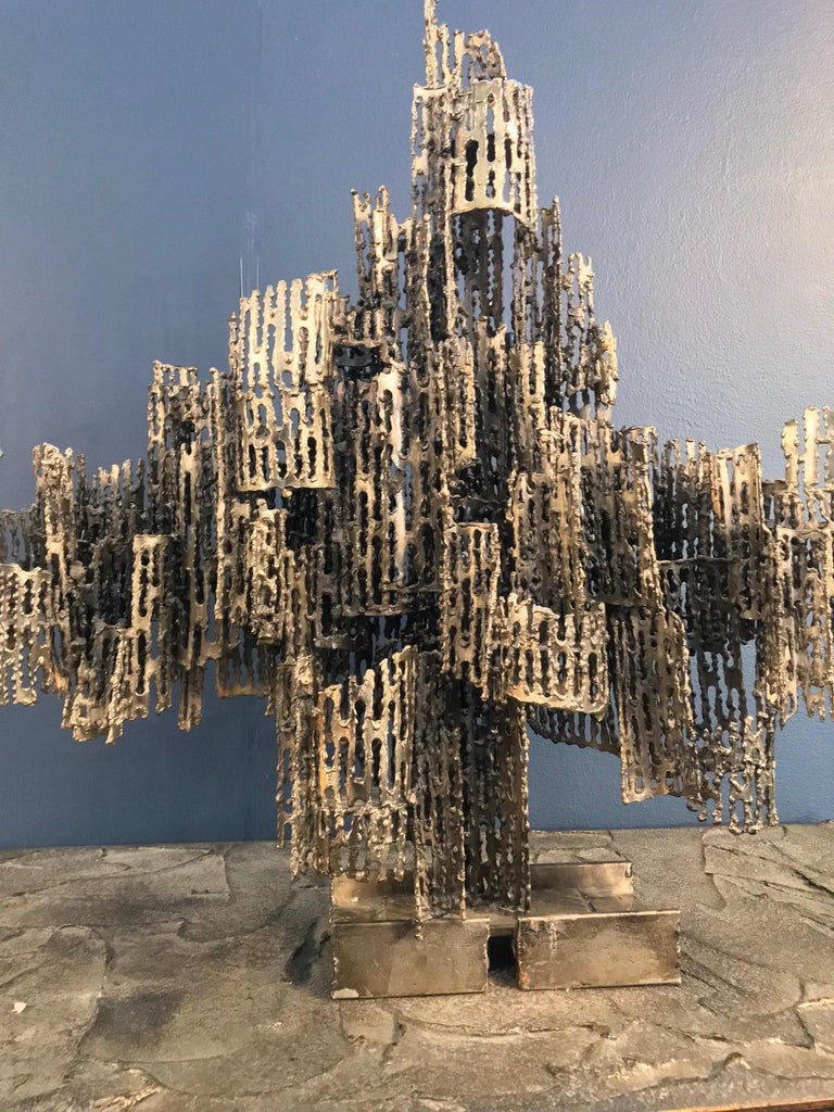 Large Torch Cut Brutalist Sculptural Metal Candelabra by Marcello ...