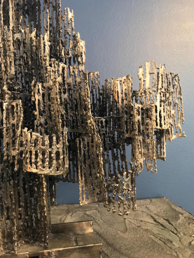 Large Torch Cut Brutalist Sculptural Metal Candelabra by Marcello ...