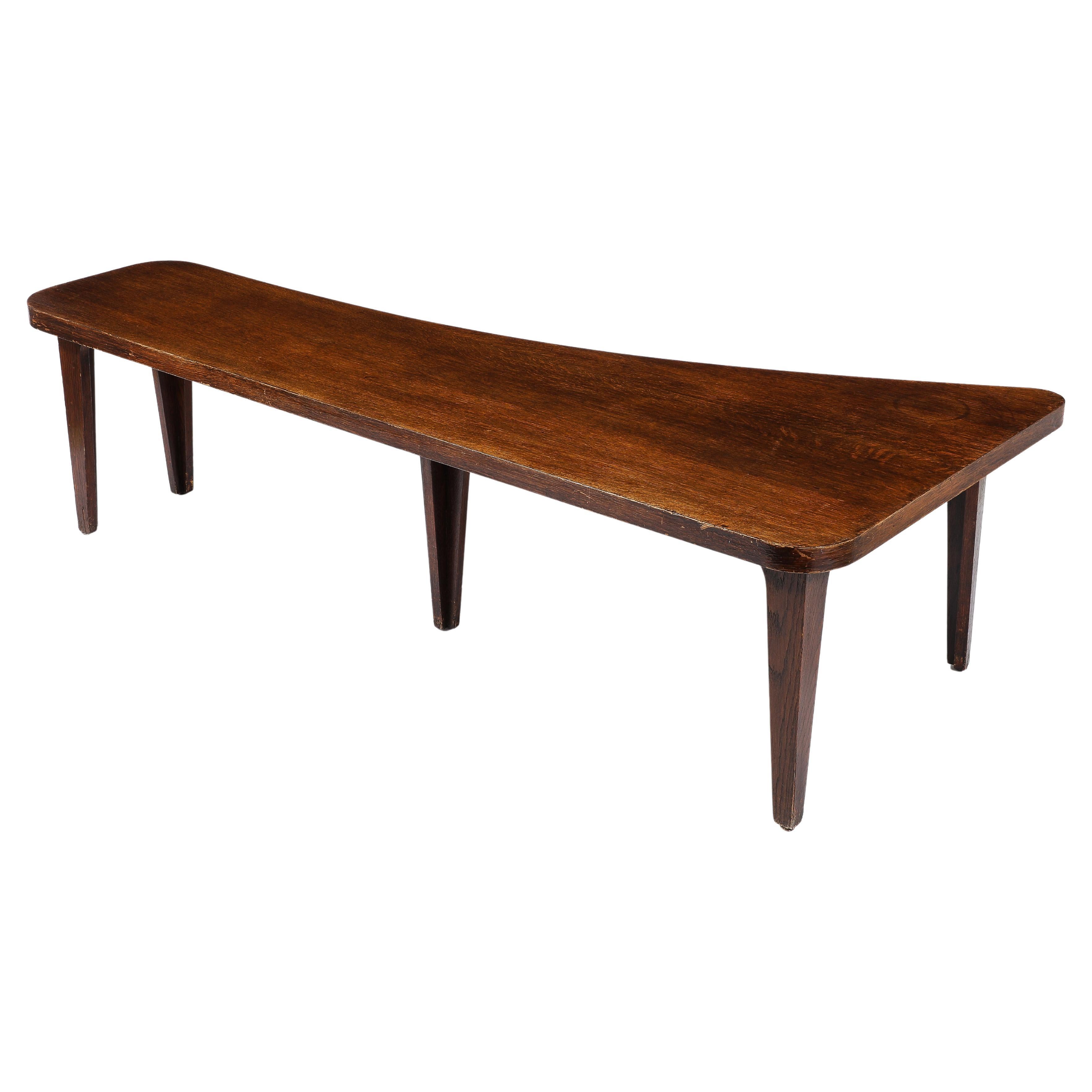 Large Trapezoidal Oak Table, France 1950's For Sale at 1stDibs