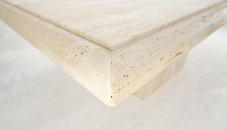 Large Travertine Beveled Edge Single Pedestal Rectangle Dining ...