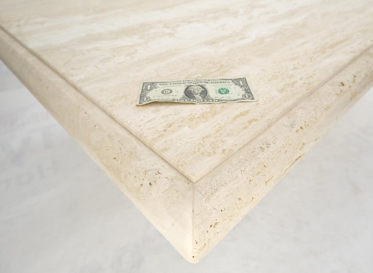 Large Travertine Beveled Edge Single Pedestal Rectangle Dining ...