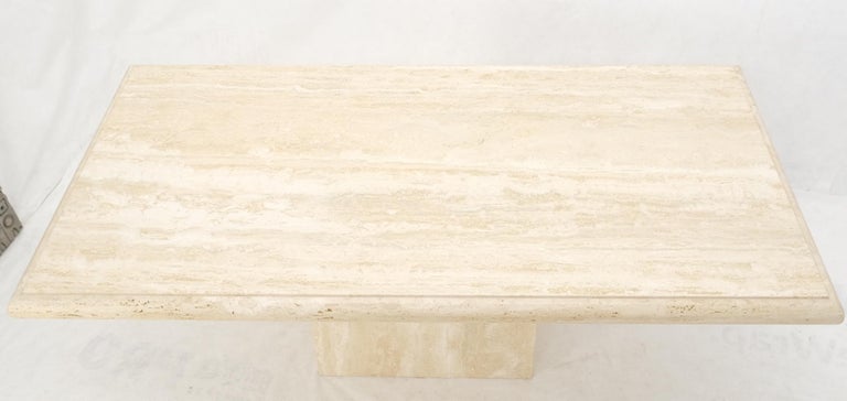 Large Travertine Beveled Edge Single Pedestal Rectangle Dining ...