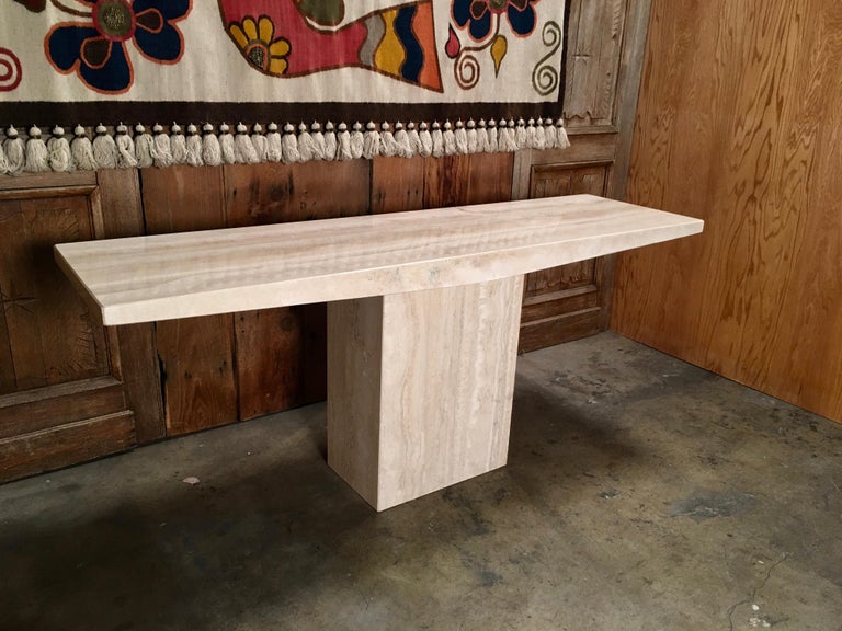 Large Travertine Console Table at 1stDibs