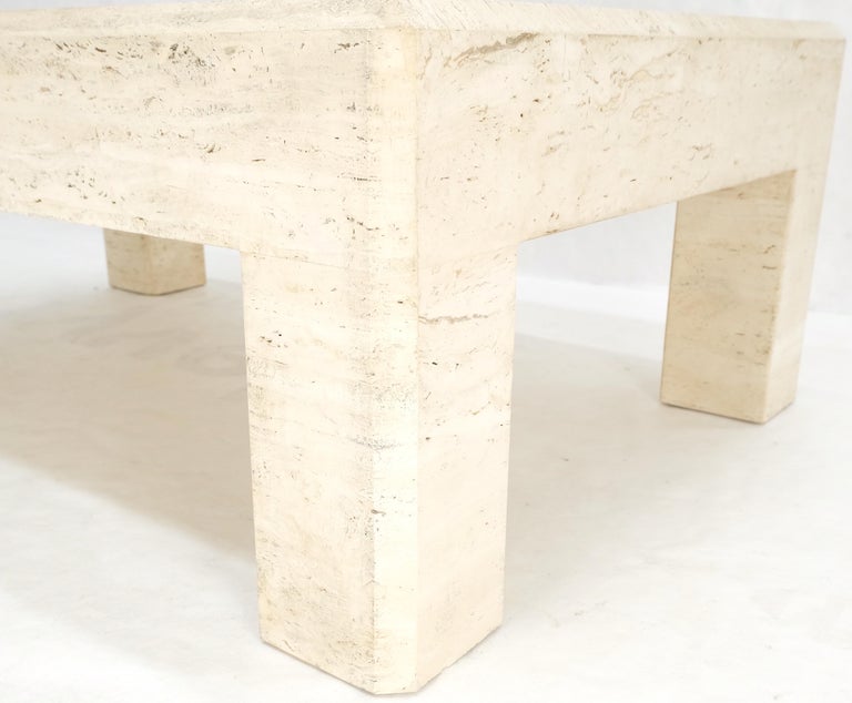 Large Travertine Rectangle Parsons Style Coffee Table on Thick Square ...