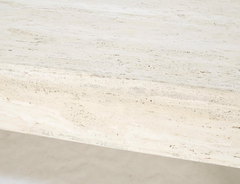 Large Travertine Rectangle Parsons Style Coffee Table on Thick Square ...