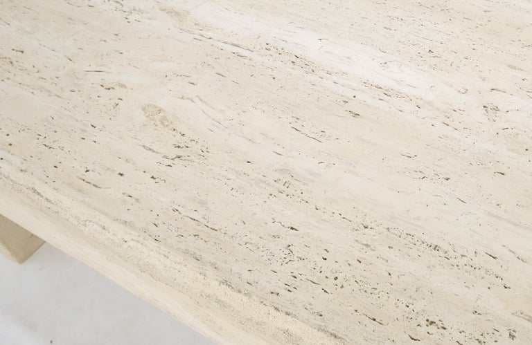 Large Travertine Rectangle Parsons Style Coffee Table on Thick Square ...