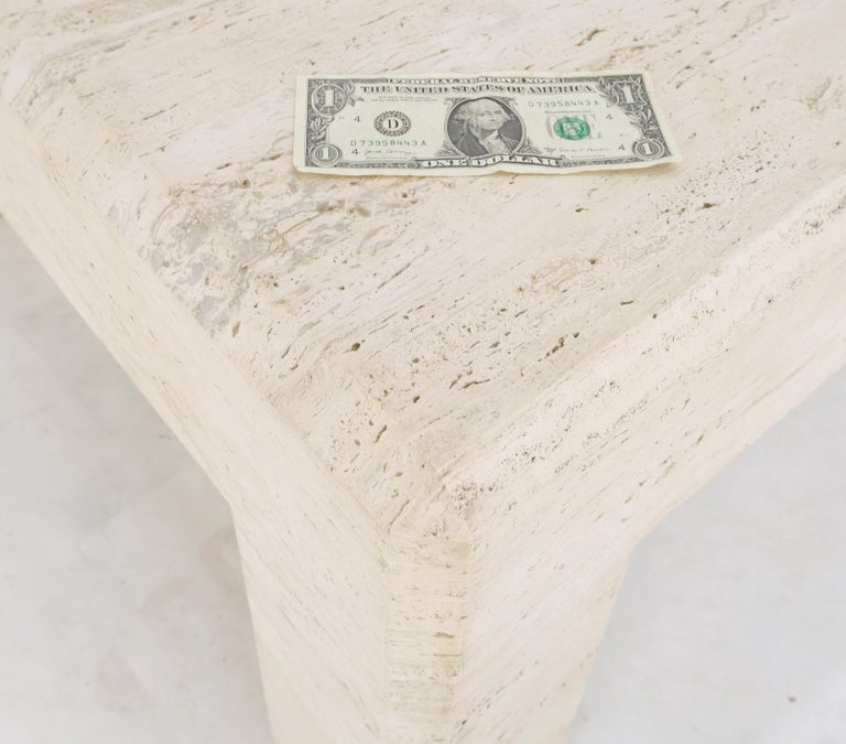 Large Travertine Rectangle Parsons Style Coffee Table on Thick Square ...
