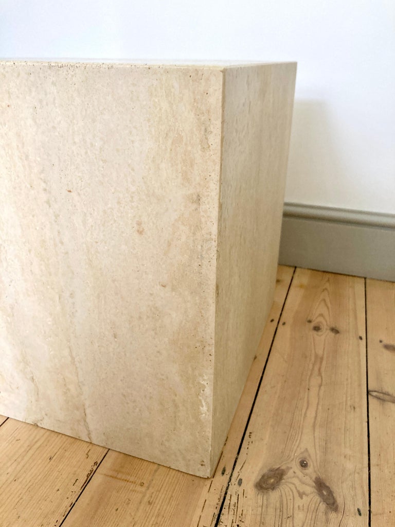 Large Travertine Stone Cube Side Table For Sale at 1stDibs