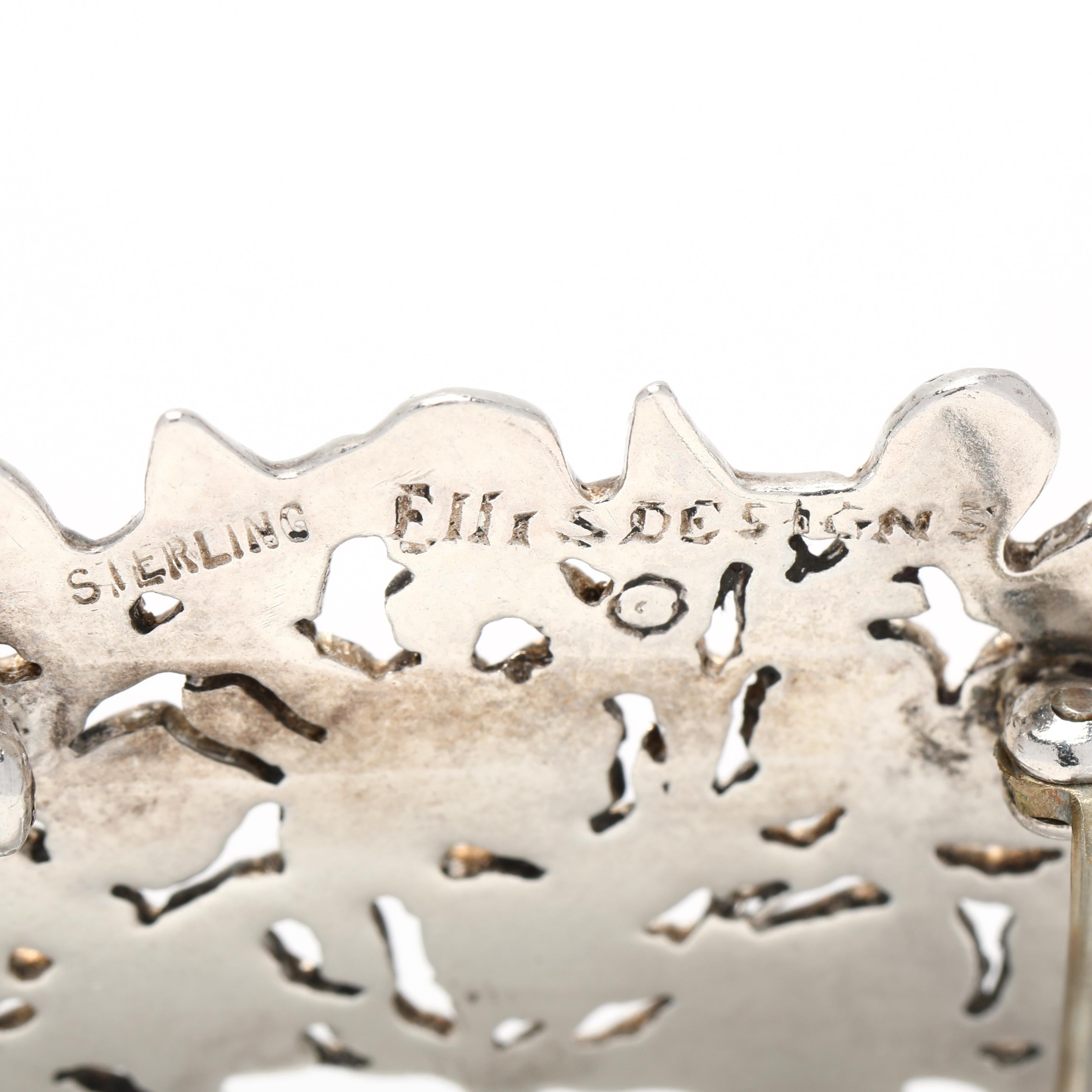 Large Tree of Life Brooch, Sterling Silver, Flat Brooch For Sale at 1stDibs