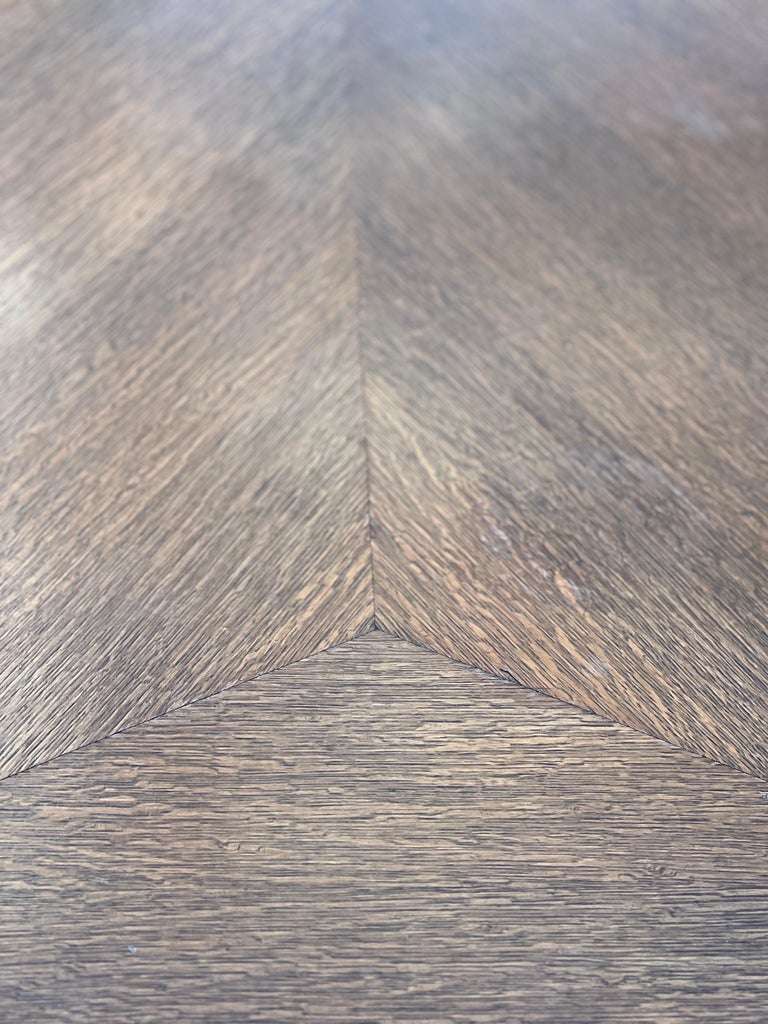 Large Triangle French Brutalist Oak Dining Table For Sale at 1stDibs