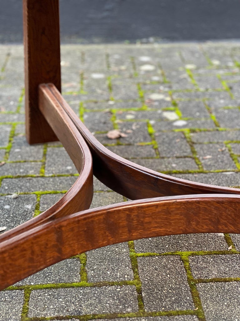 Large Triangle French Brutalist Oak Dining Table For Sale at 1stDibs