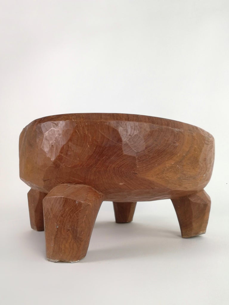 Large Tribal African bowl or Coffe Table in carved solid wood with legs ...