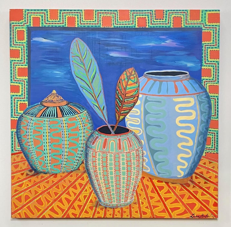 Large Tropical Style Painting signed Lisa Gerber, 20th Century For Sale ...