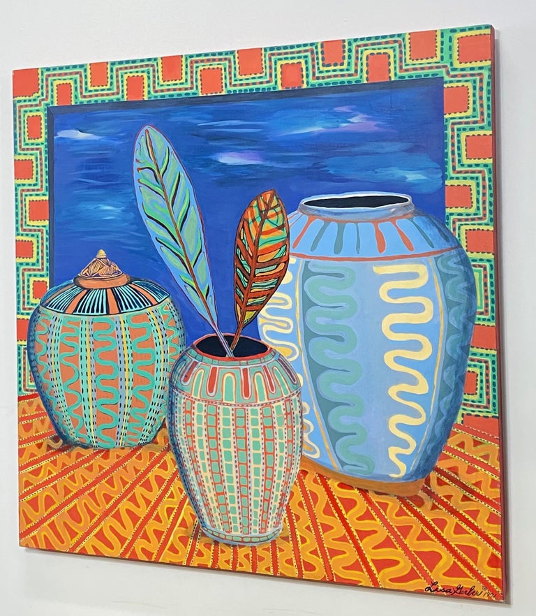 Large Tropical Style Painting signed Lisa Gerber, 20th Century For Sale ...