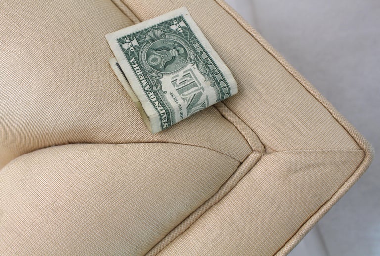 Large Tufted Silk Like Upholstery Mid Century Modern Sofa at 1stDibs ...