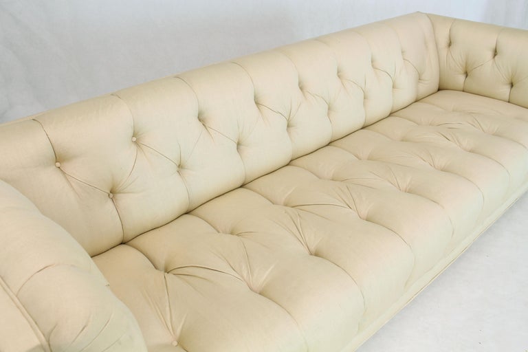 Large Tufted Silk Like Upholstery Mid Century Modern Sofa at 1stDibs ...