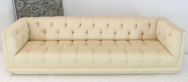 Large Tufted Silk Like Upholstery Mid Century Modern Sofa at 1stDibs ...