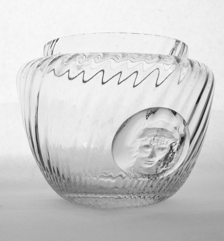 Large Turbine Glass Bowl Signed by the Swedish Glass Artist Erik ...