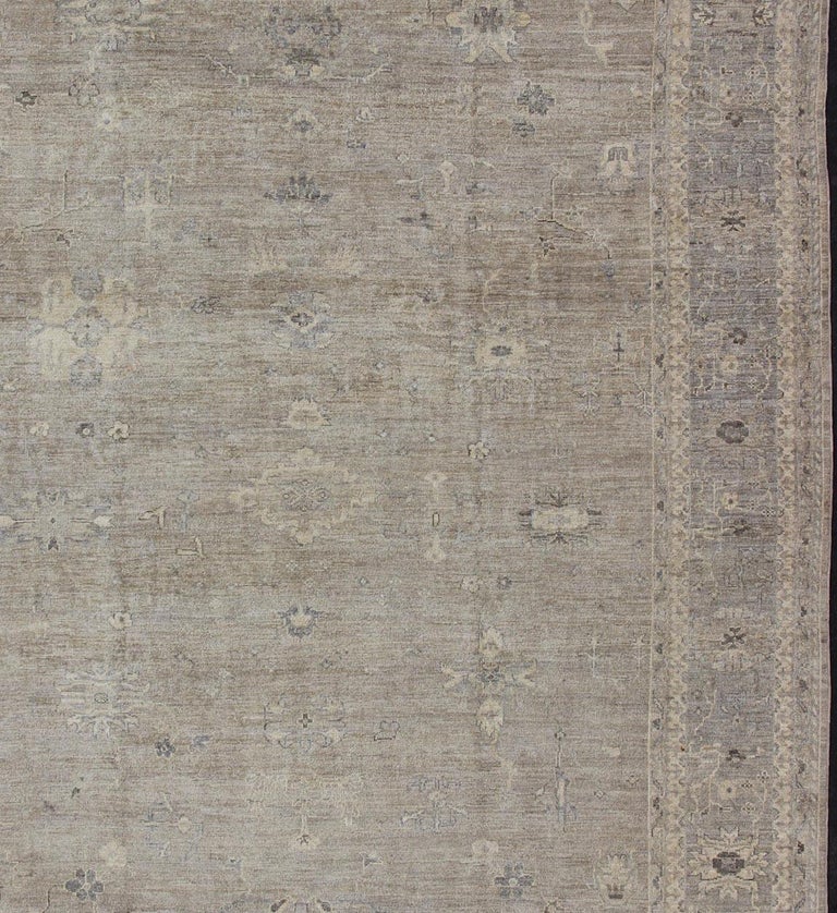 Large Turkish Oushak Rug with Pastel Colors and Botanical Design For ...