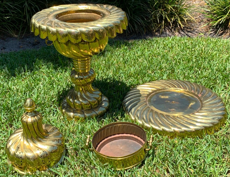 Large Turkish Spiral Brass Brazier For Sale at 1stDibs