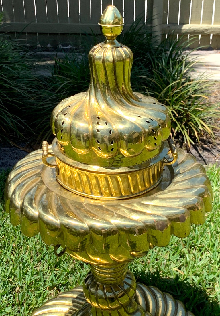 Large Turkish Spiral Brass Brazier For Sale at 1stDibs