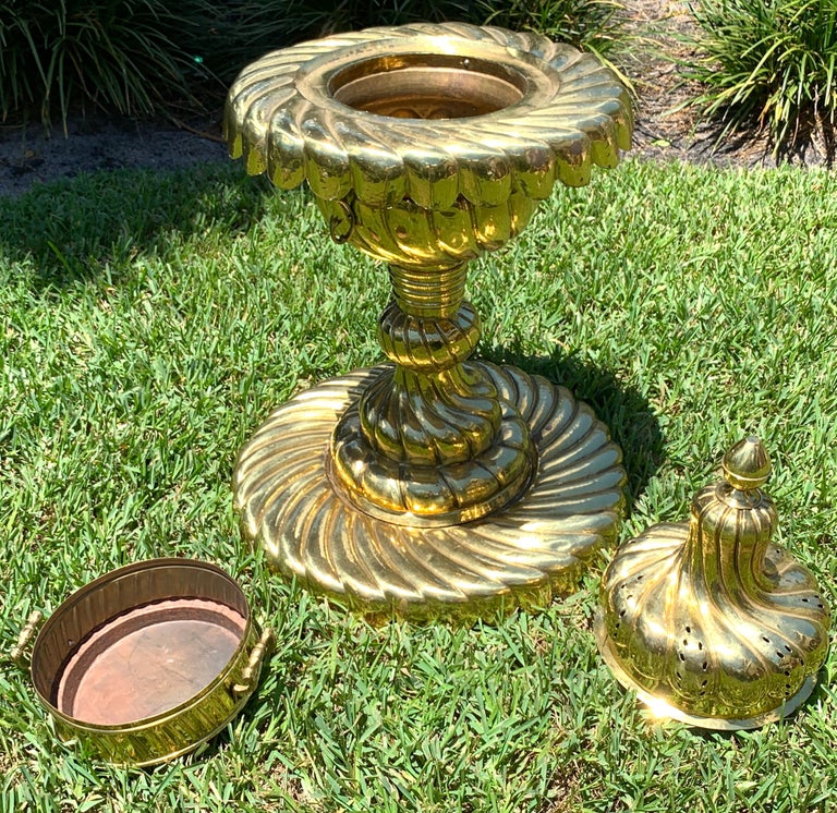 Large Turkish Spiral Brass Brazier For Sale at 1stDibs