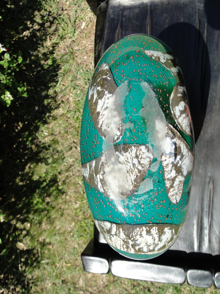 Biot Large turquoise blue blown glass vase France For Sale at 1stDibs