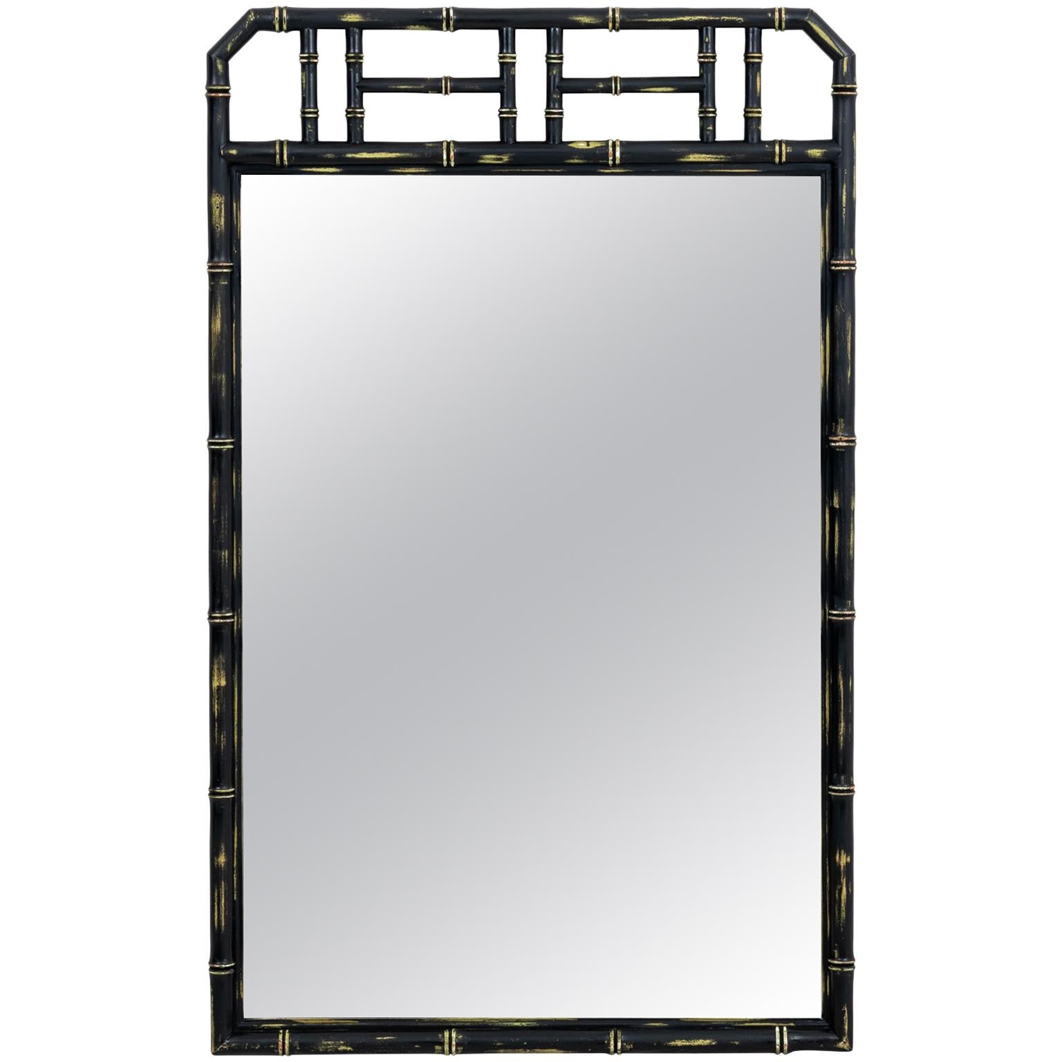 Antique Painted Faux Tortoise Bamboo Mirror at 1stDibs