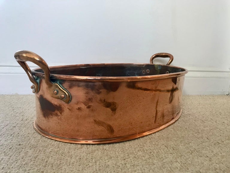 Large Two-Handled Copper Centerpiece/Planter with Patina For Sale at ...