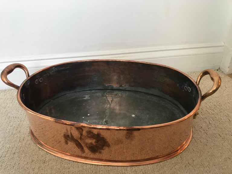 Large Two-Handled Copper Centerpiece/Planter with Patina For Sale at ...