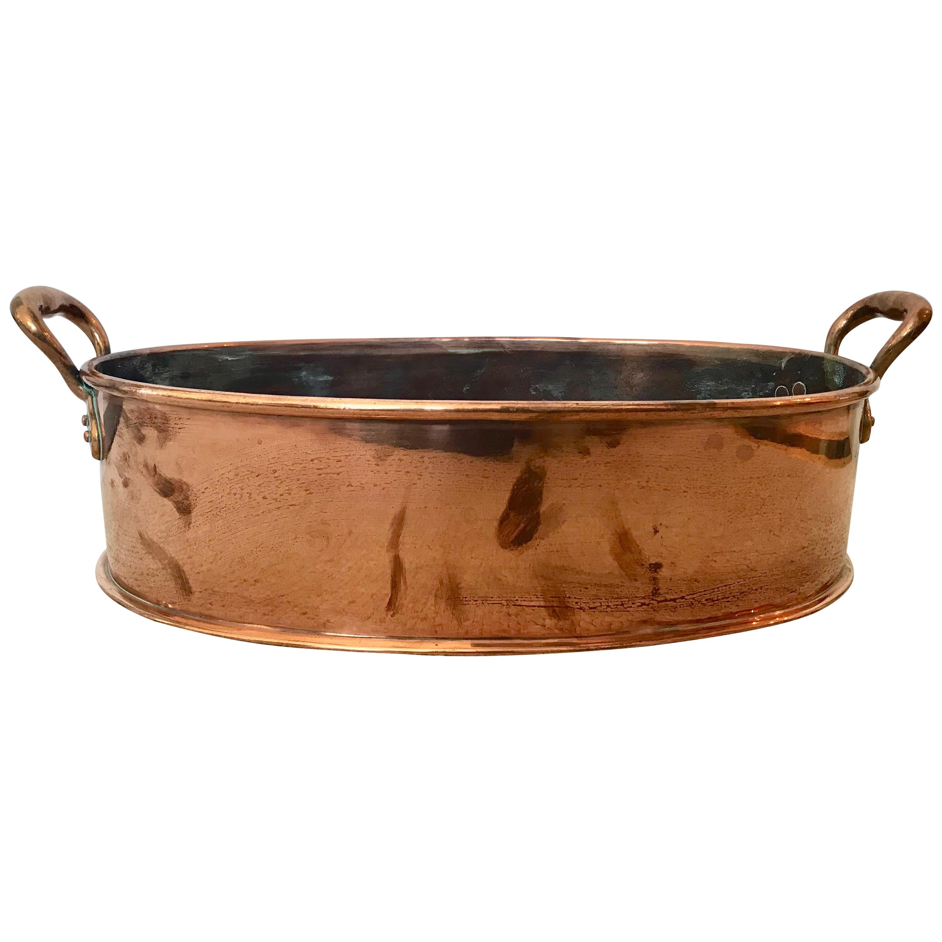 Large Two-Handled Copper Centerpiece/Planter with Patina For Sale at ...