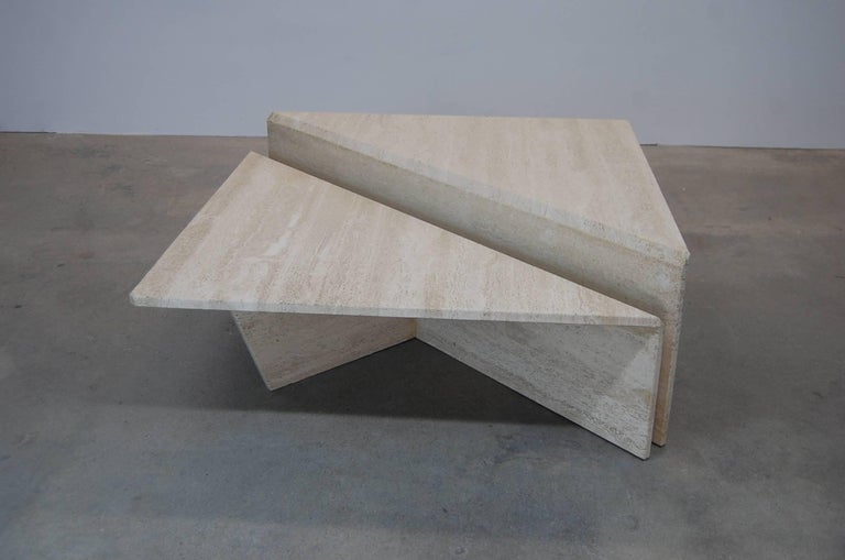 Large Two-Piece Italian Travertine Bi-Level Coffee Table at 1stDibs