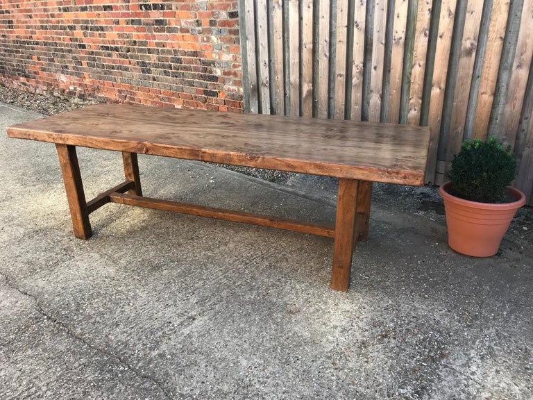 Large Two Plank Thick Top Rustic Pale Elm Antique Table at 1stDibs