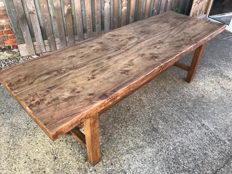 Large Two Plank Thick Top Rustic Pale Elm Antique Table at 1stDibs
