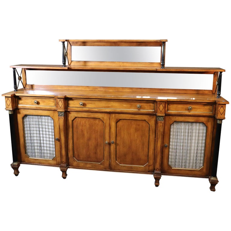 Large Two-Tier Walnut French Regency Bronze Mounted Sideboard Buffet ...