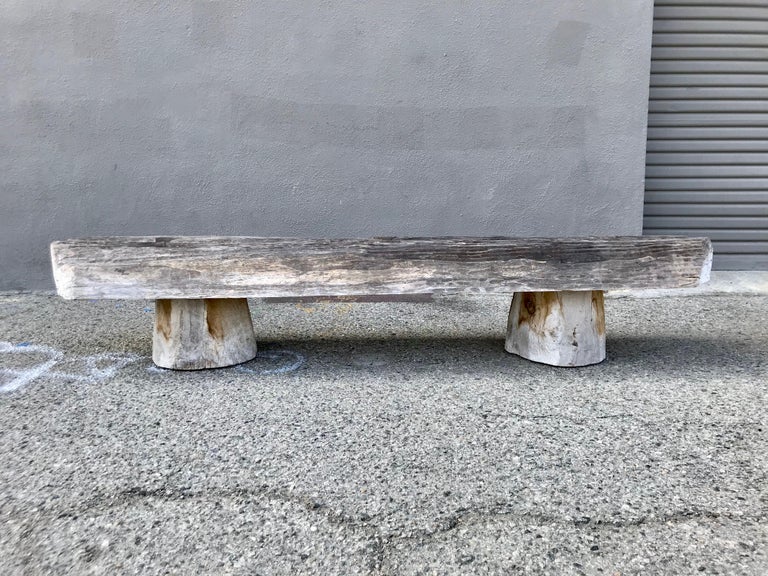 Large Undulating Top Wabi Sabi Wood Bench at 1stDibs