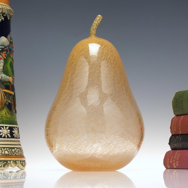 Large Unique Scottish Mike Hunter Merletto Glass Pear 2012 For Sale at ...