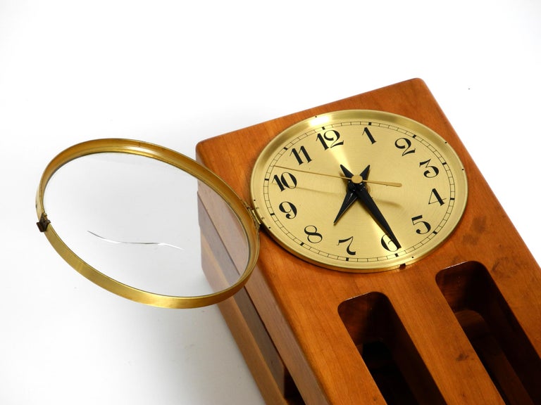 Large, Unusual 1980s Postmodern Design Table Clock Made of Cherry Wood ...