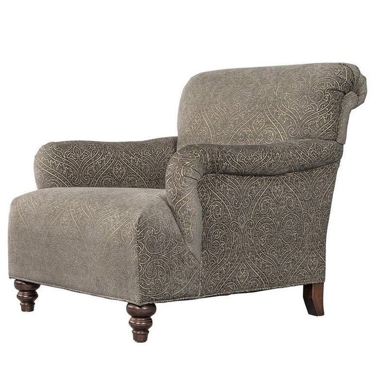 Large Upholstered Grey Lounge Chair at 1stDibs