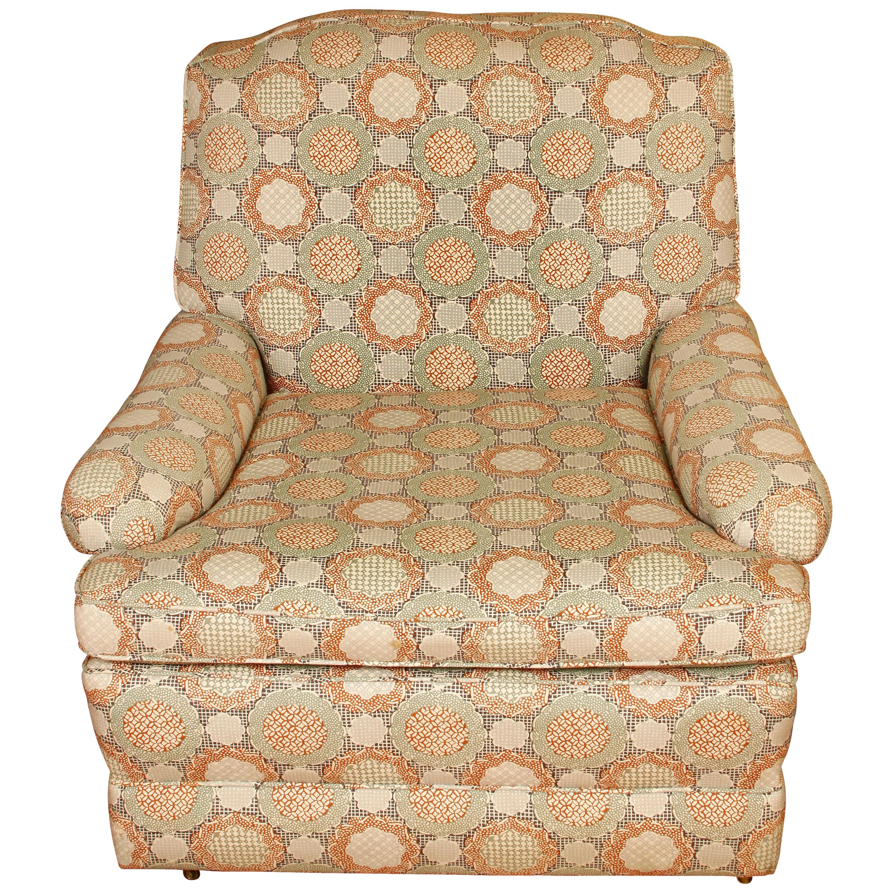 Pair of Large Scaled Club Chairs in Fortuny Fabric at 1stDibs