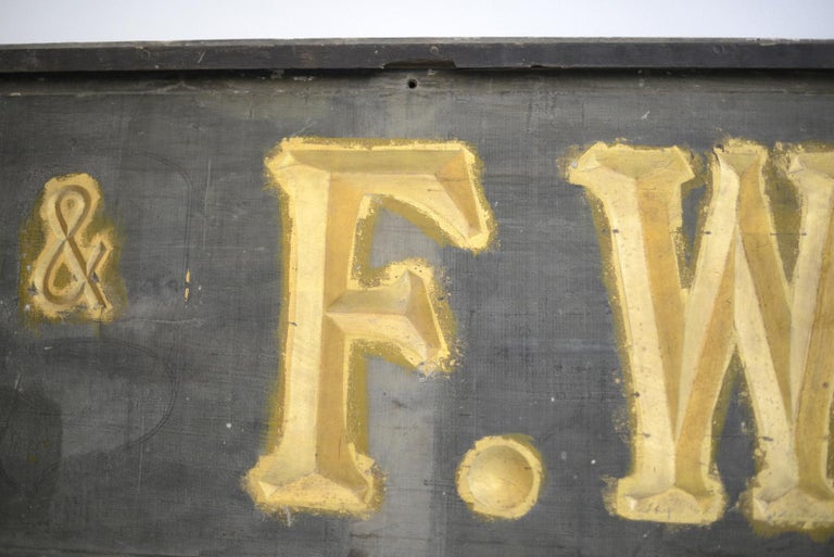 Large V Cut Gold Gilt London Shop Sign, circa 1840 at 1stDibs