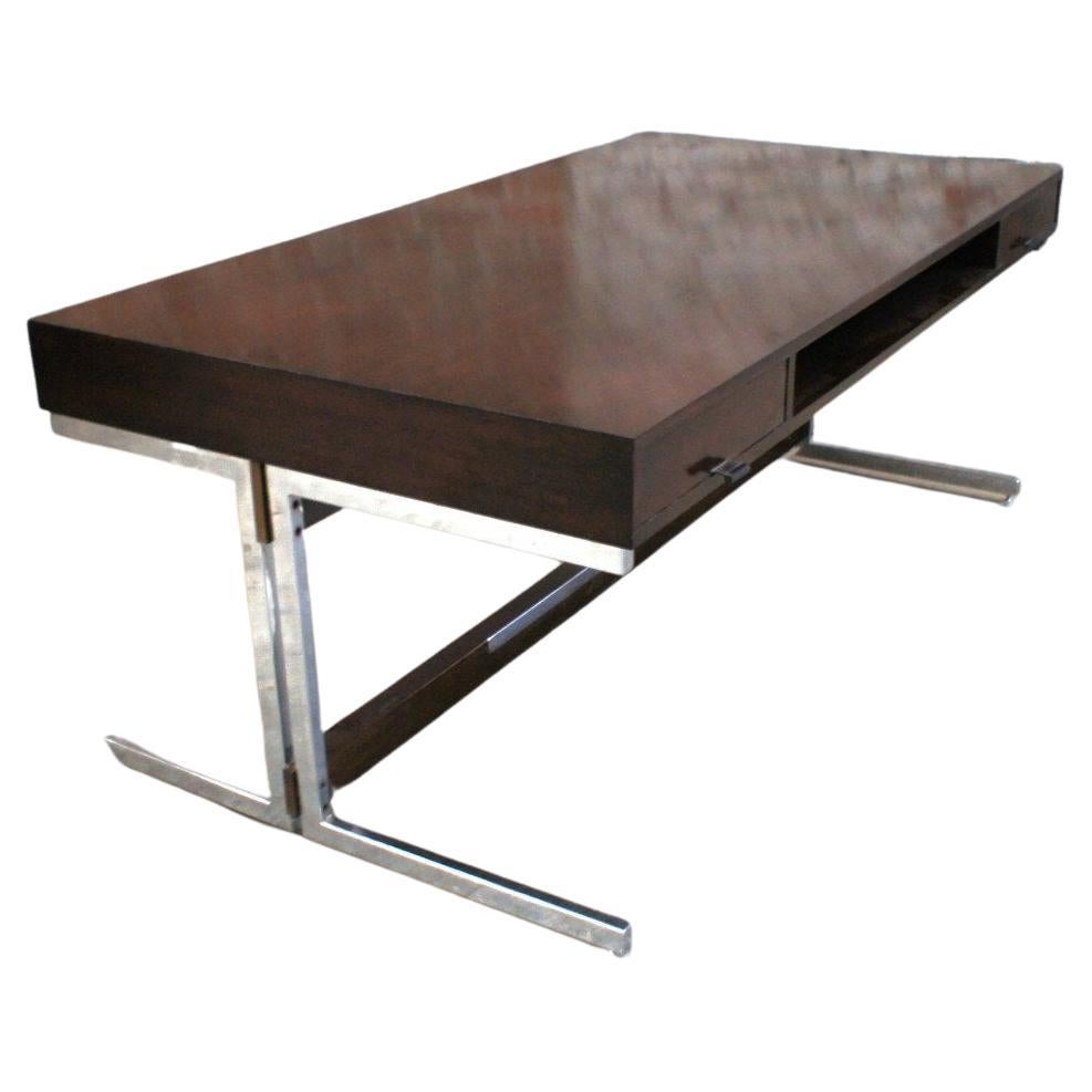 Large Executive Desk with Brass Frame by Florence Knoll at 1stDibs