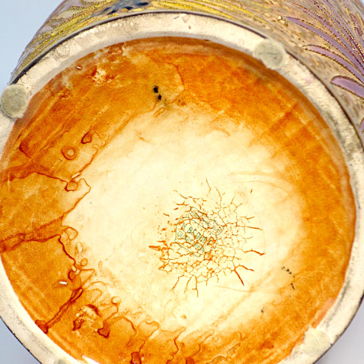 Large Vase with Lions and Asters Designed by Hubert Bequet for ...