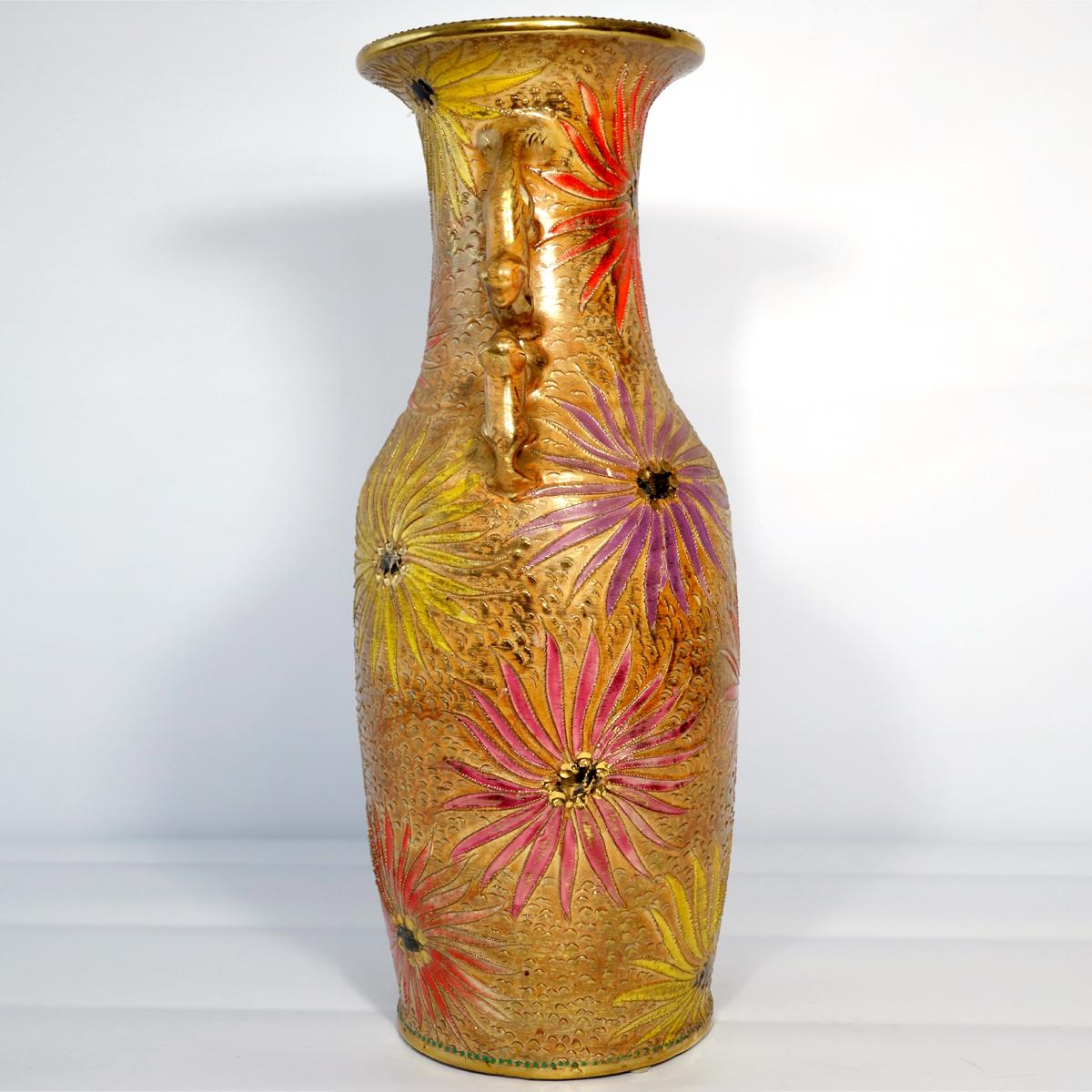 Large Vase with Lions and Asters Designed by Hubert Bequet for ...