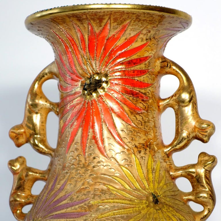 Large Vase with Lions and Asters Designed by Hubert Bequet for ...