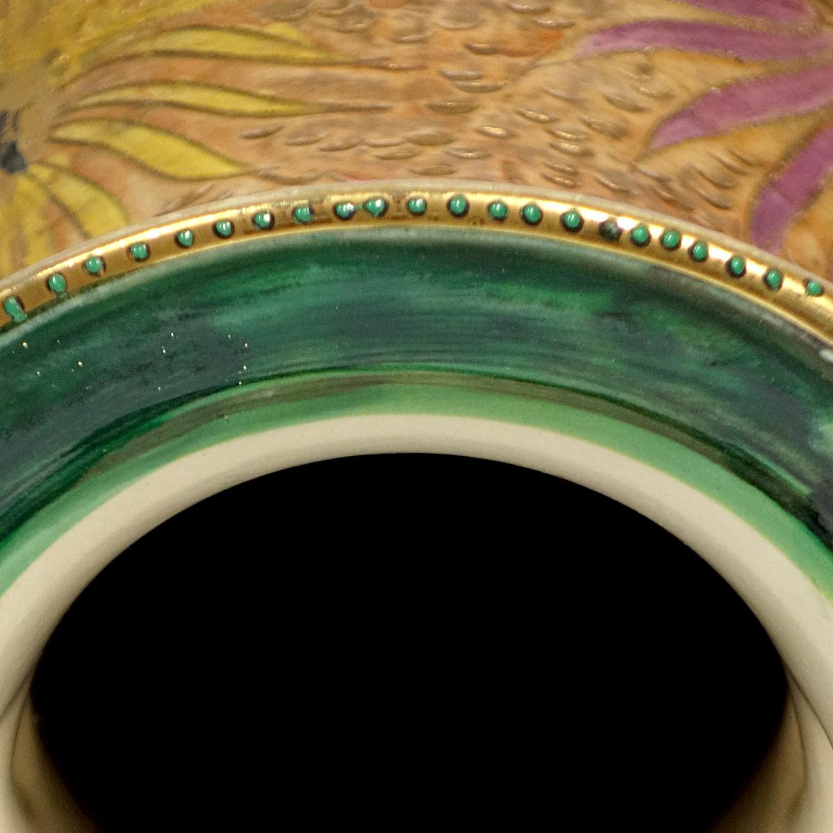 Large Vase with Lions and Asters Designed by Hubert Bequet for ...